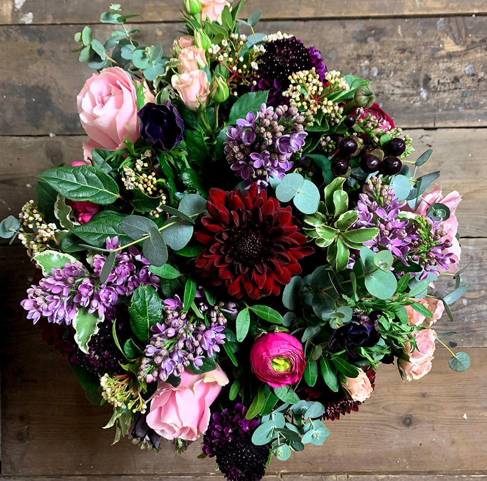 Deep burgundy, red and pinks – Lily violet may flowers